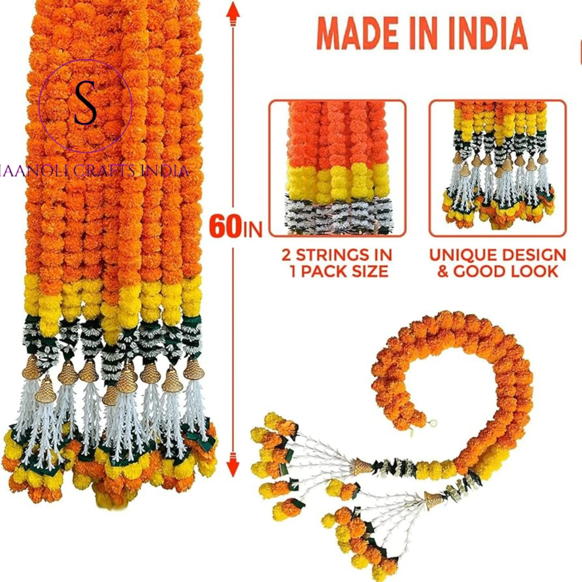 New Arrival Indian Classical High Quality Artificial Marigold Garland ...