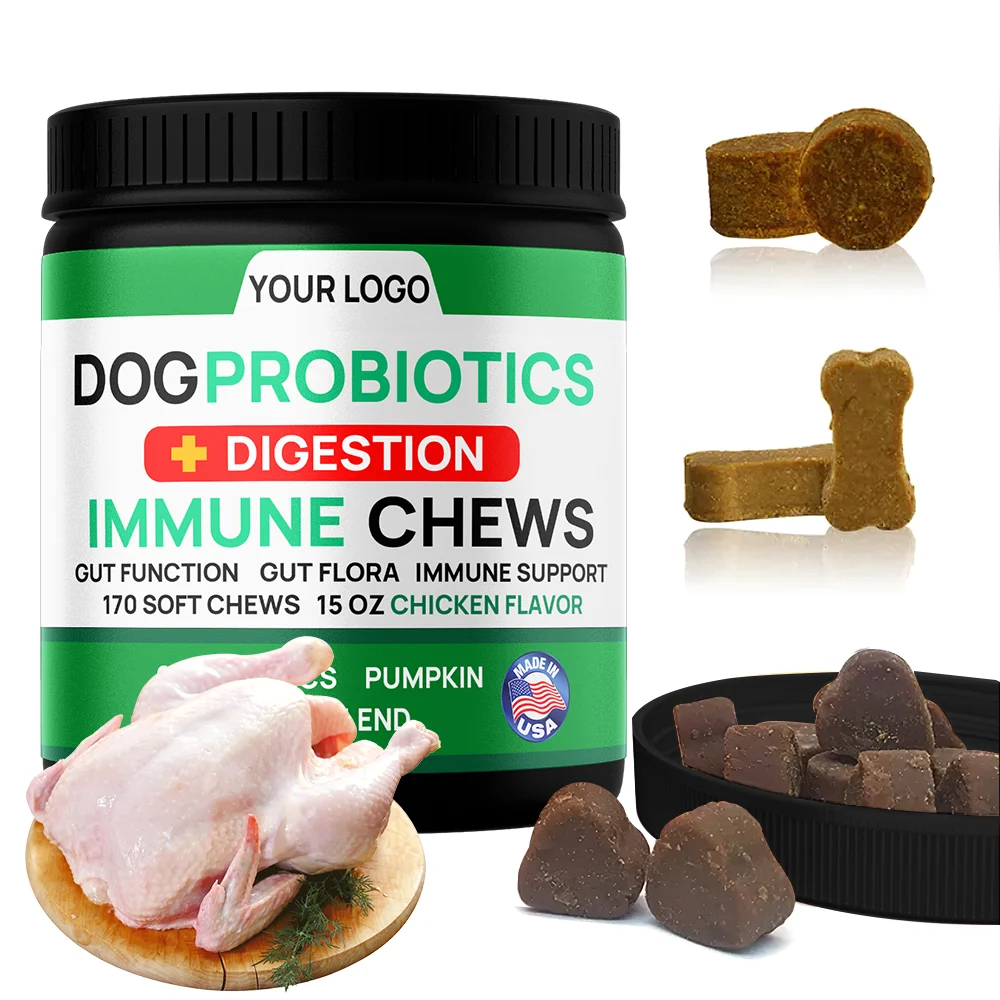 Custom Digestive Probiotics Soft Chews for Dogs and Cats Stomach Guard ...