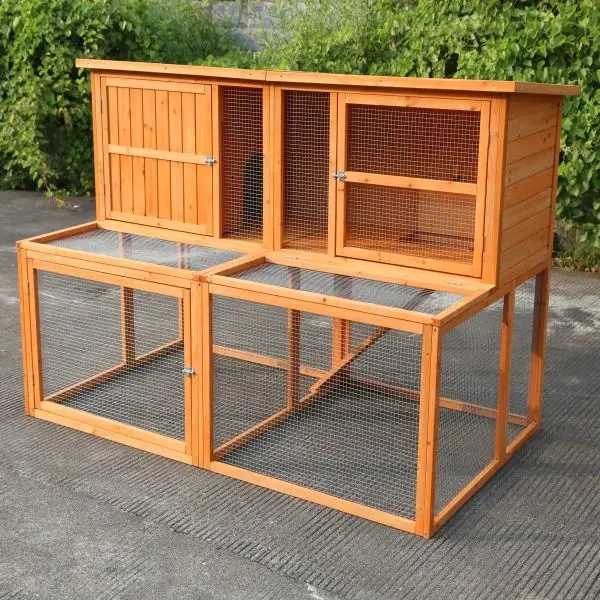 Large Wooden Rabbit Hutch With Flat Roof Perfect Home For Rabbit Home ...
