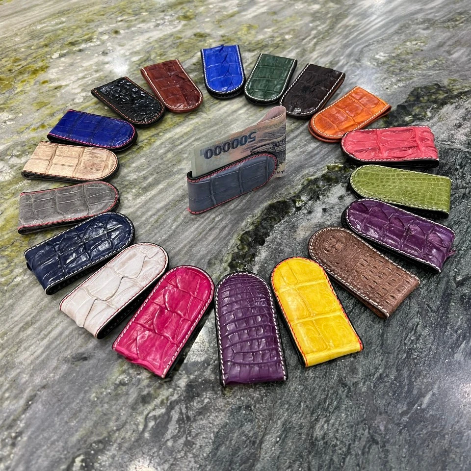 Wholesale Custom Brand Logo Genuine Crocodile Leather Money Clip Made ...