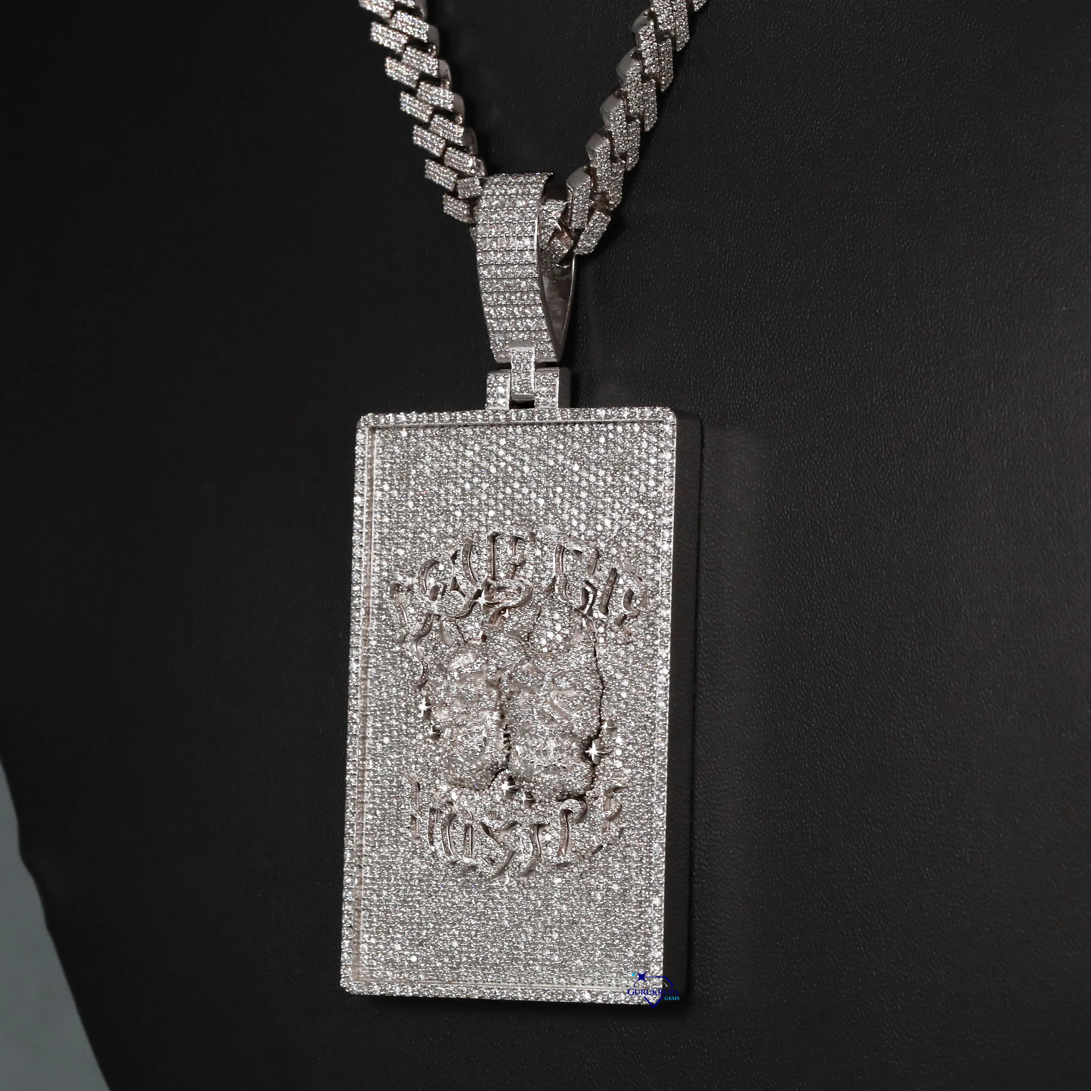 Classic Fully Diamond Iced Out Cuban Hip Hop Chain And Pendant In Lab ...