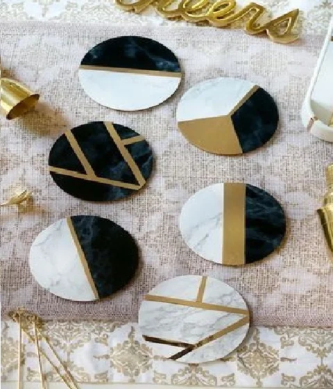 White Marble Luxury Modern Design Coaster Home Table Cup Mat Soft Pvc ...