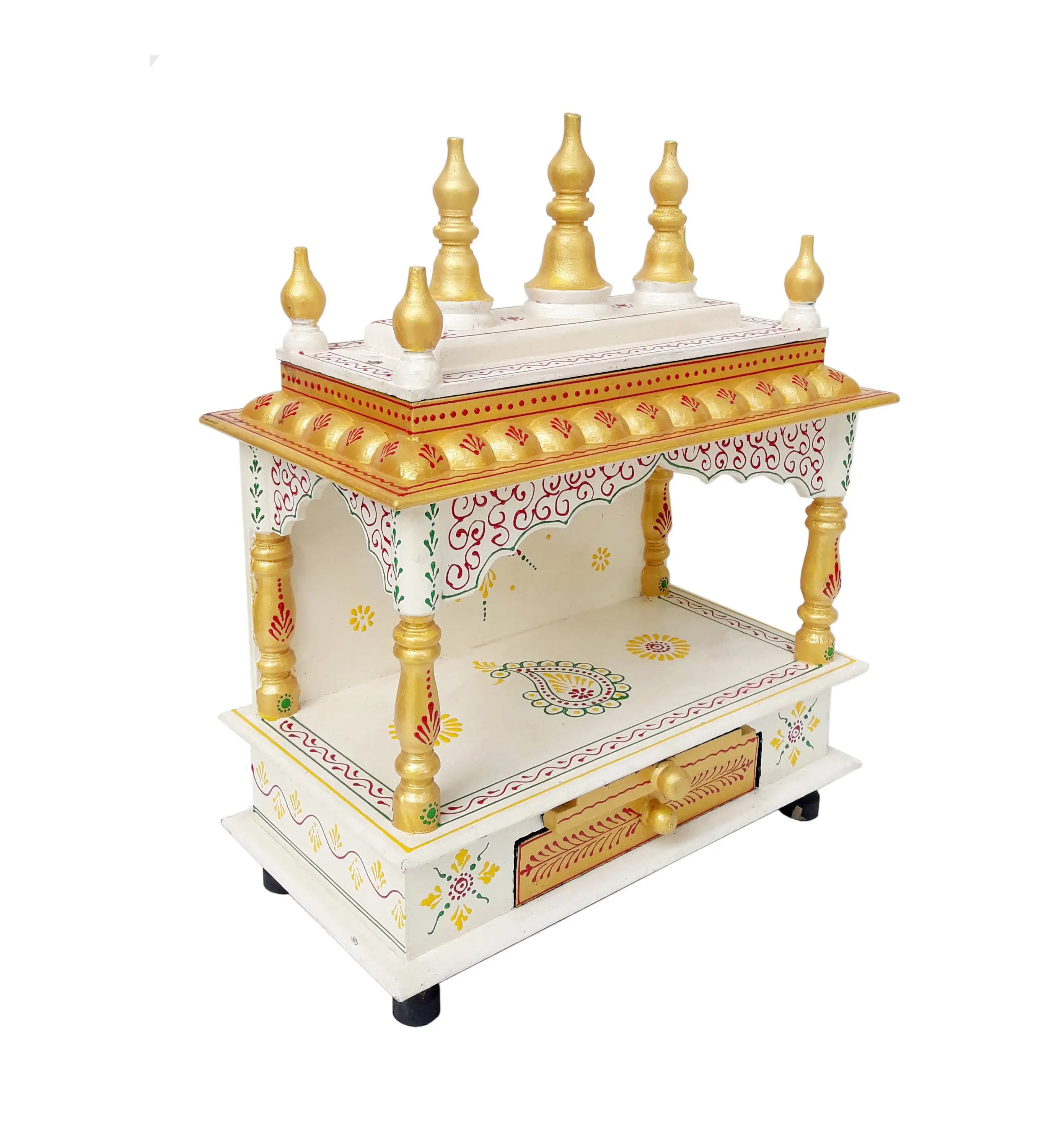 Wooden Temple Mandir Handcrafted Mandir Pooja Ghar With 9 Pooja Items ...