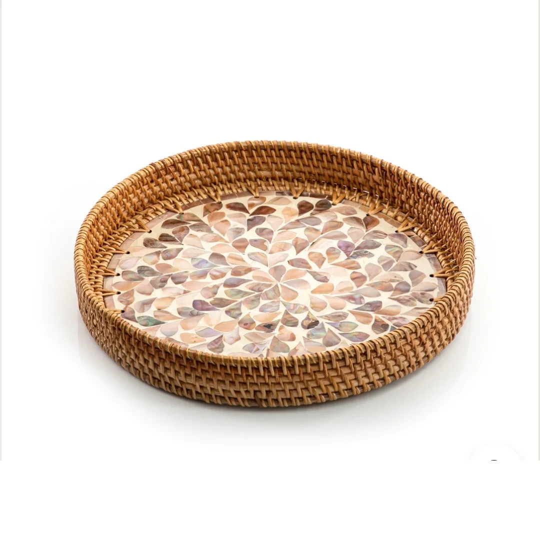Snacks Sweet Serving Tray Rounded Bone Inlay Finishing Tray Wooden ... Snacks Sweet Serving Tray Rounded Bone Inlay Finishing Tray Wooden ...