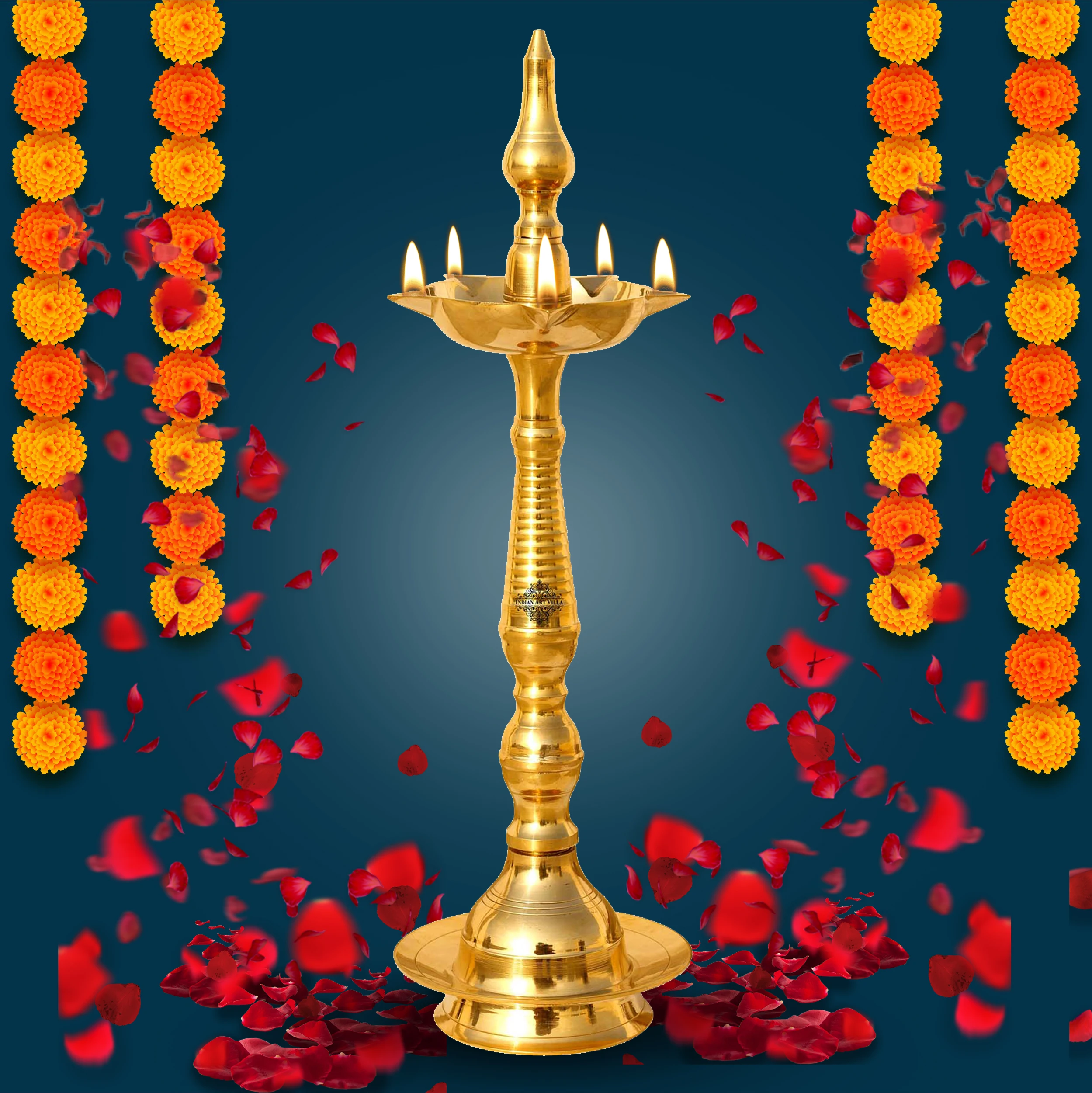 Indian Art Villa Pure Brass Stand/pillar Diya/deepak/lamp/lantern With ...