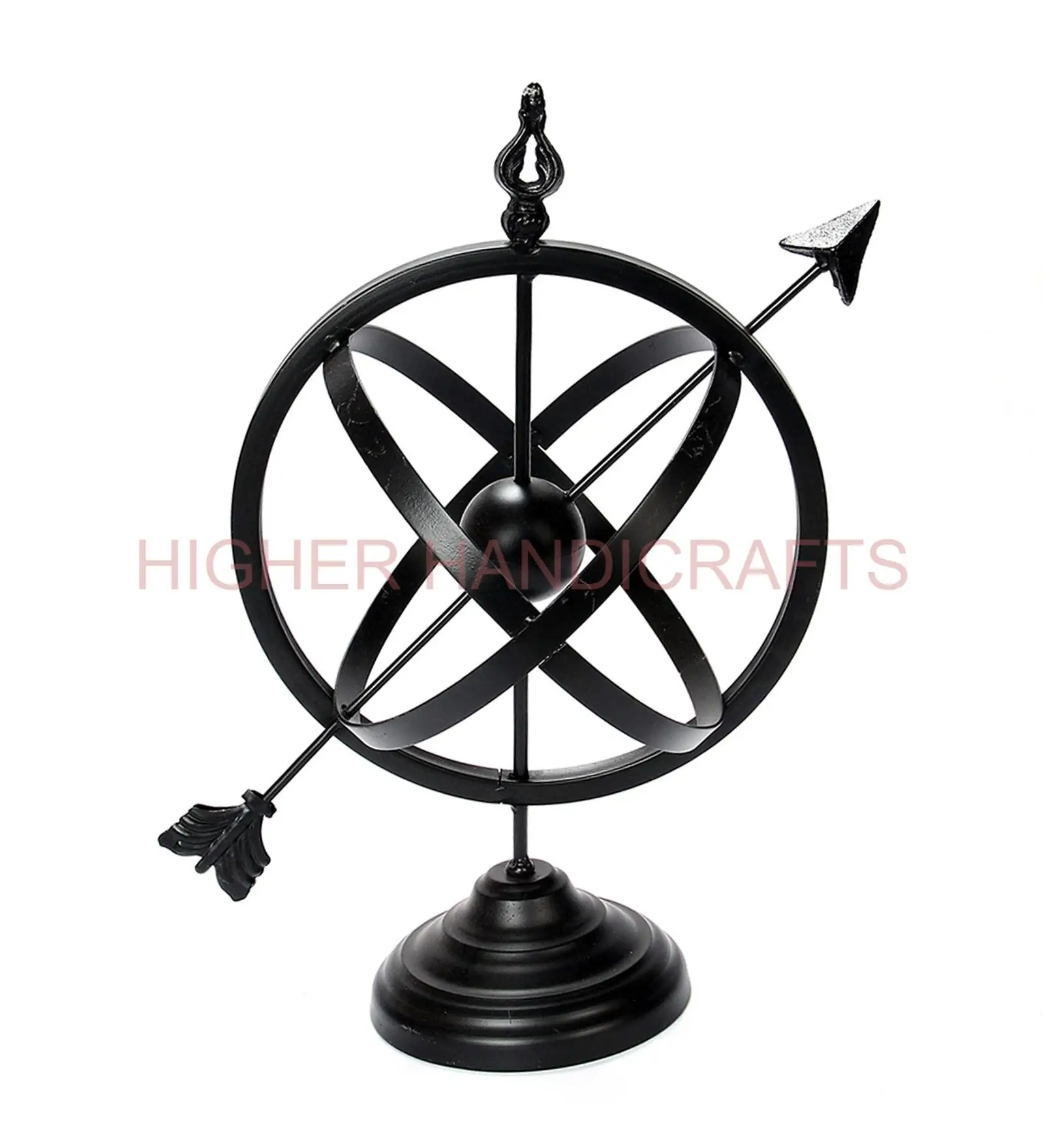 Black Metal Arrow Globe - Modern Decorative Earth Globe
