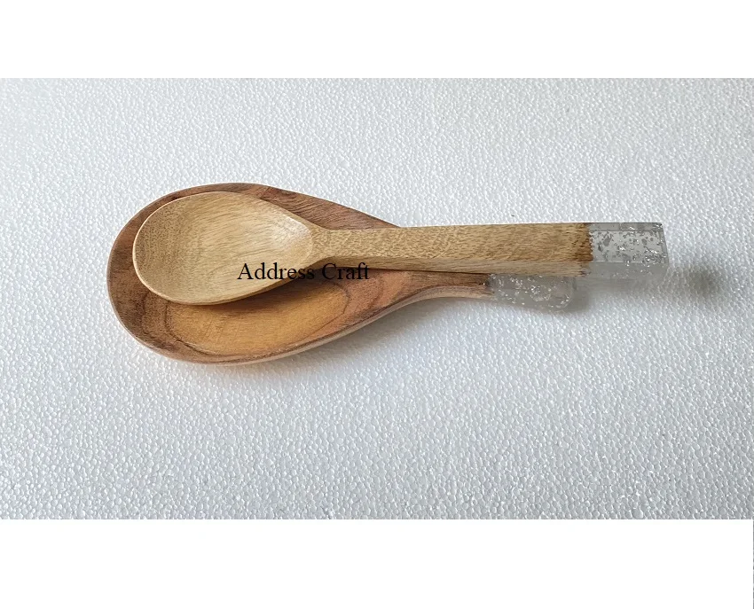 Modern Style Kitchen Heat Resistant Wooden Spoon Rest Acacia Wood Resin ...