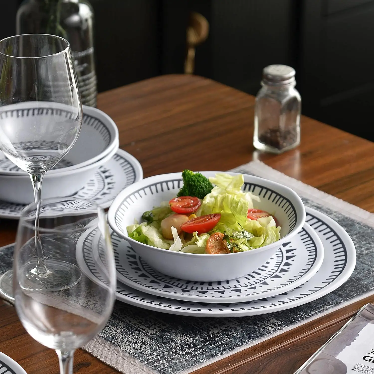 11inch Wood Grain Pattern Melamine Dinnerware Sets Home Outdoor Wedding ...