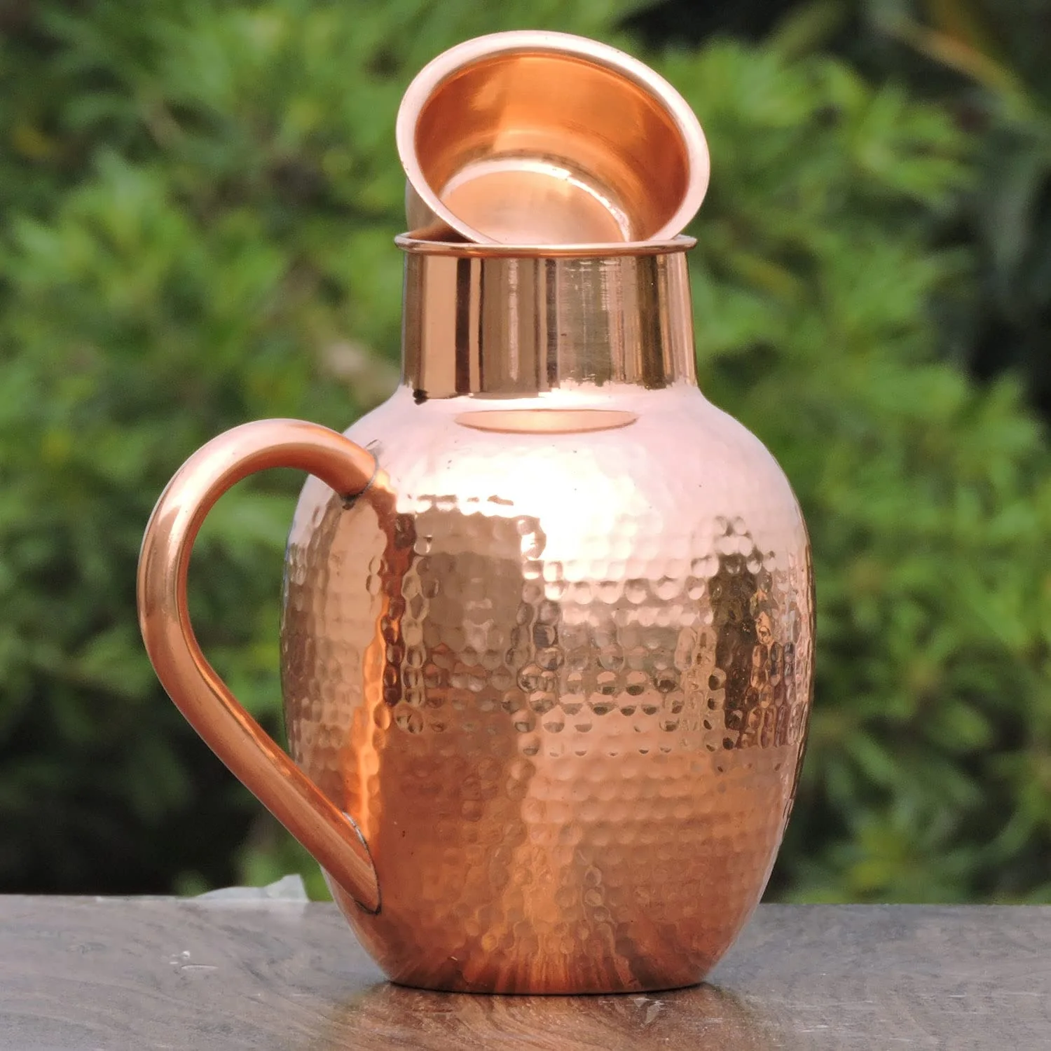 Wholesale Pure Copper Drinking Water Jug With Lid & Handle For Home Hammered Design Sustainable ...