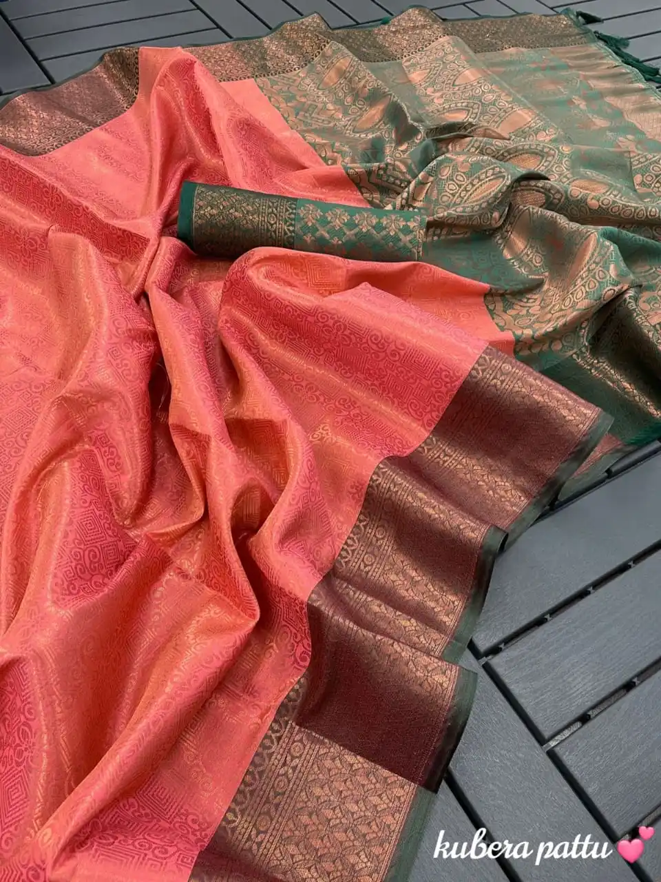 Copper Gold Silk Saree With Two Tone Border Contrast Rich Border and ...