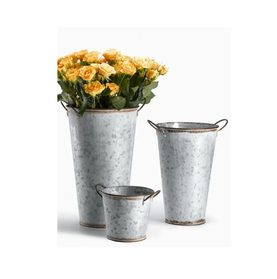 Small and Large Galvanized Planters Buckets and Small Flower Pots ...