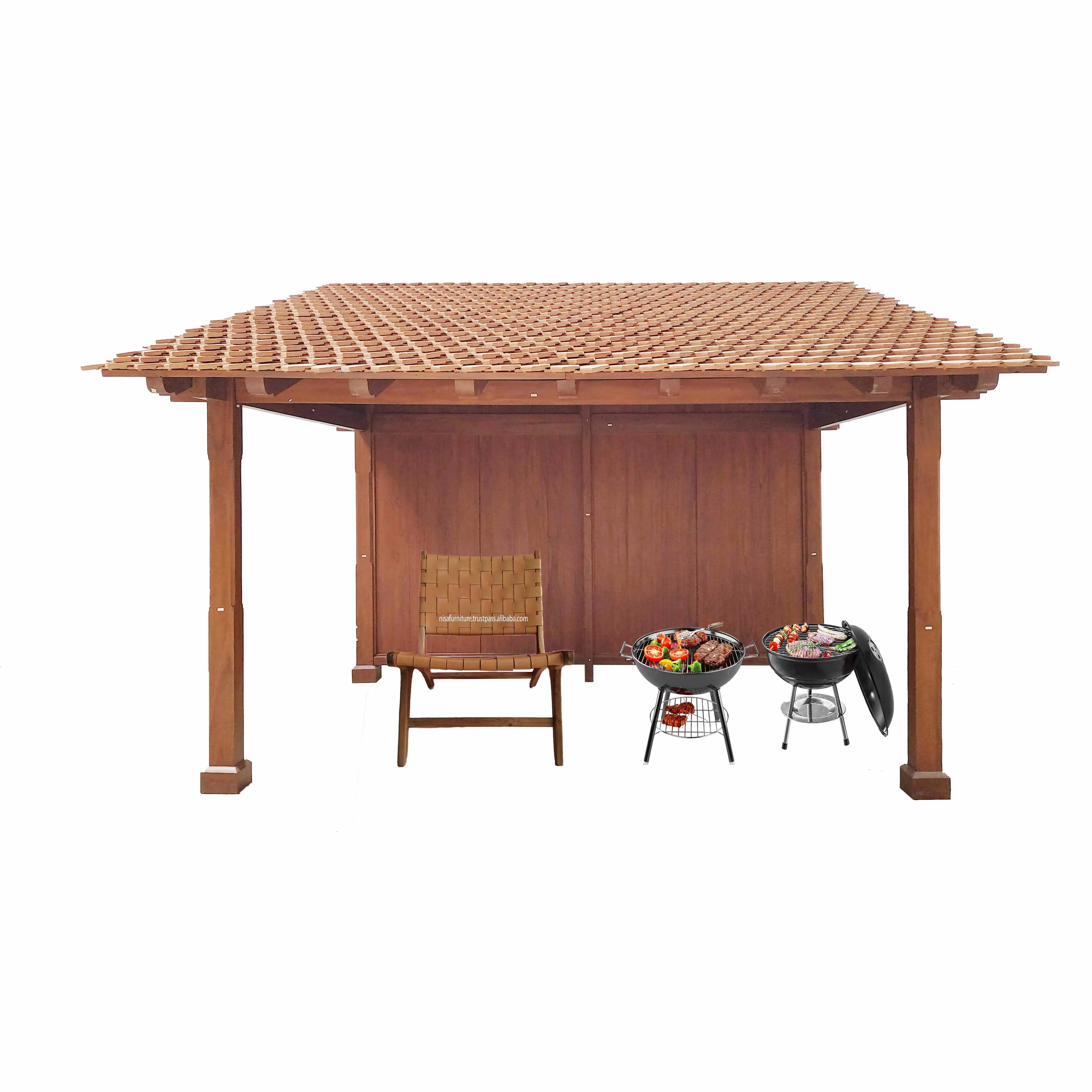 Modern Teak Outdoor Gazebo with Weatherproof Indonesia Canopy Luxury ...