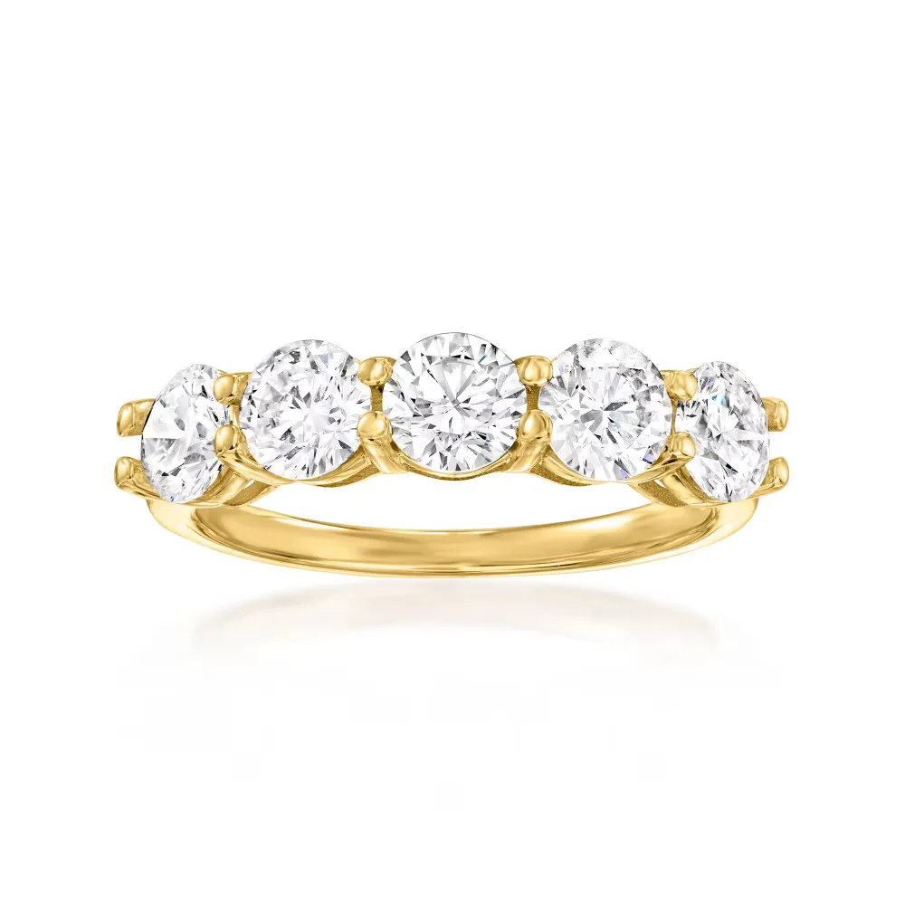 Elegance Five-stone Lab-grown Diamond Ring 14k Yellow Gold | Elegant ...