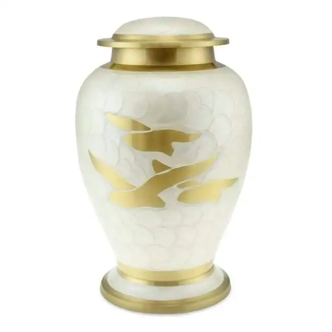 Aluminum Antique Iron Cremation Urns Round Shaped Printed Memorial Urns ...