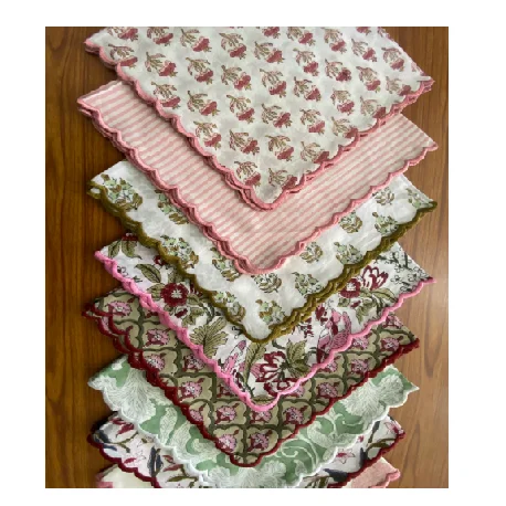 Beautiful Design Mix Print Cloth Napkins - Hand Block Print Embroidery ...