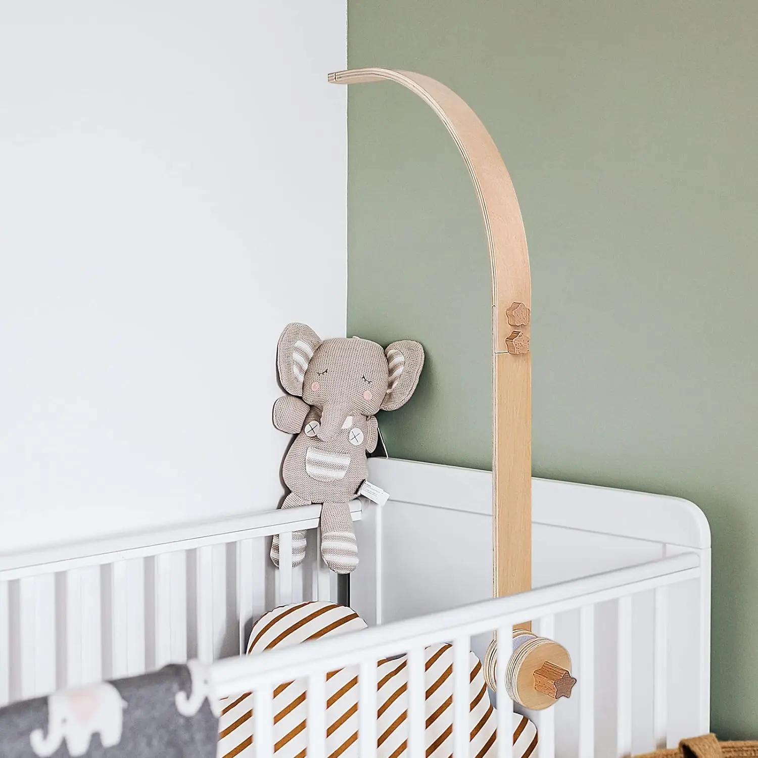 Mobile Pack Wall-Mounted Crib Mobile Arm - Natural Larch Wood Hanger ...