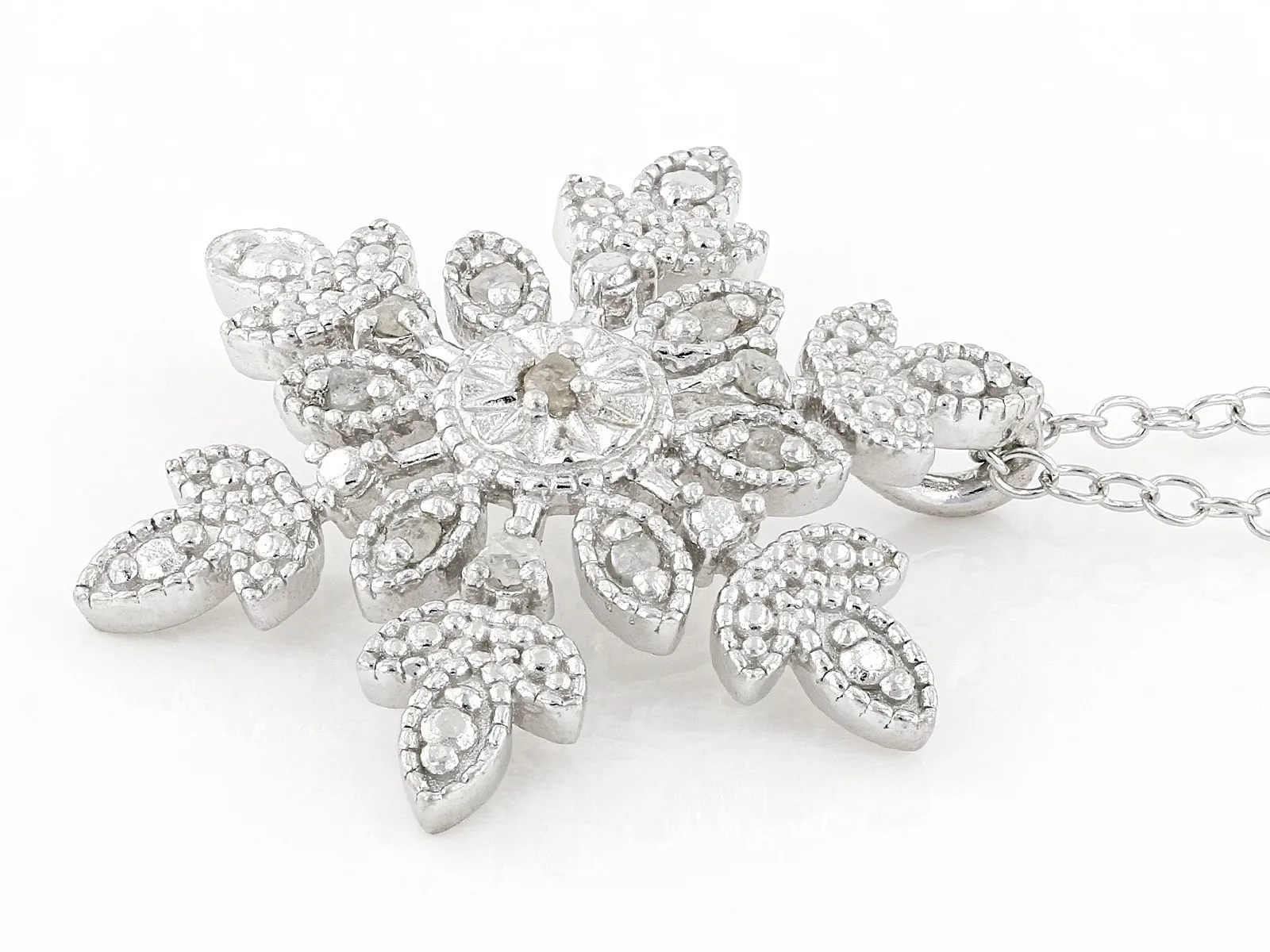 Frozen Elegance: White Diamond Rhodium Over Sterling Silver Snowflake ...