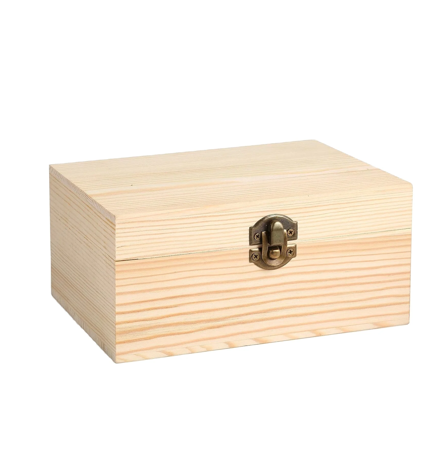 Unfinished Wooden Box With Hinged Lid For Crafts 12" X 9.2" X 3.3" Diy ...