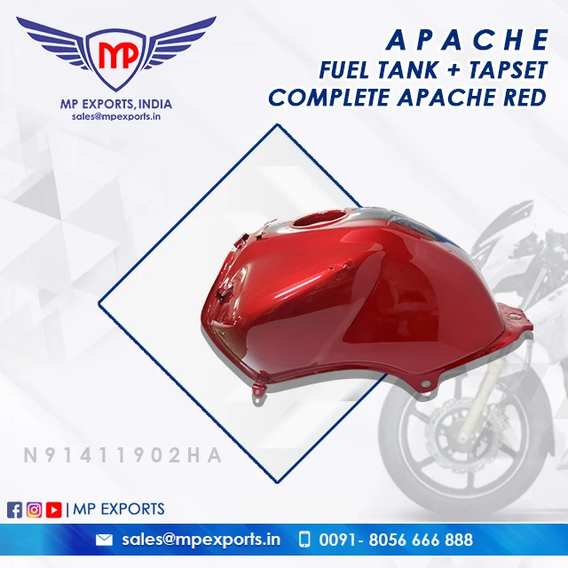 Fuel Tank + Tapset Complete Apache Red for TVS Apache RTR
