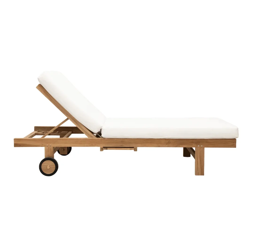 Modern Teak Sun Bed with Wheels Customized Design and Size Waterproof ...