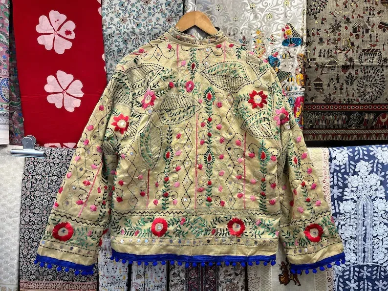 Indian Traditional Phulkari Embroidered Jacket, Boho Hippie Kutch ...