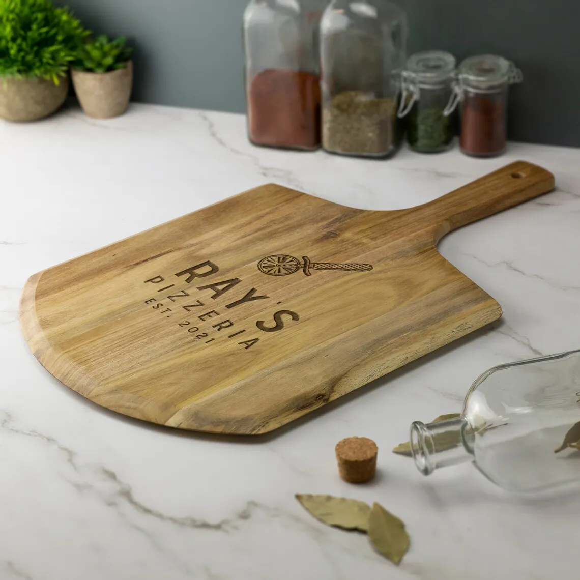 Fancy Wood Pizza Serving Platter - Oval Design & Customizable