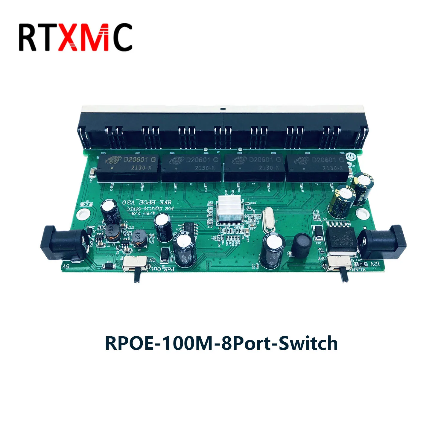 Ftth 100m 8 Port Power Supply Reverse Poe Switch Pcba With Vlan ...