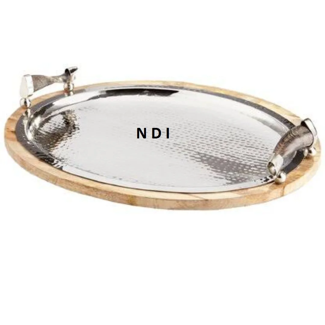 Dinner Table Decoration Serving Salver - Luxurious Metal Tray