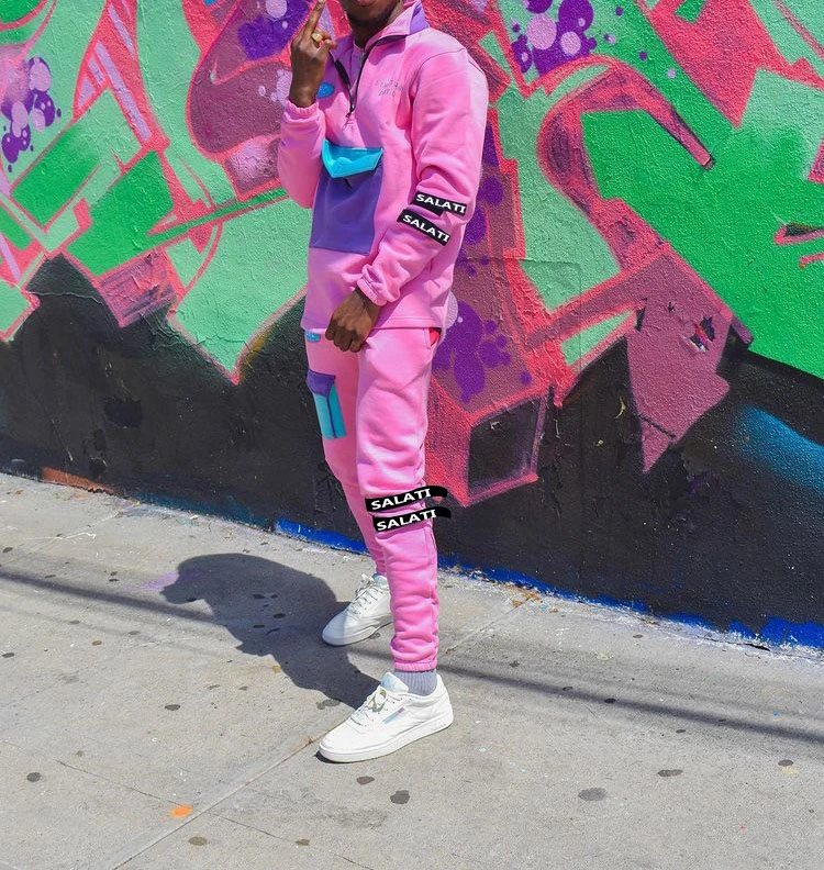 Custom 2 Piece Half Zip Reflective Words Oversized Tracksuit Cotton ...