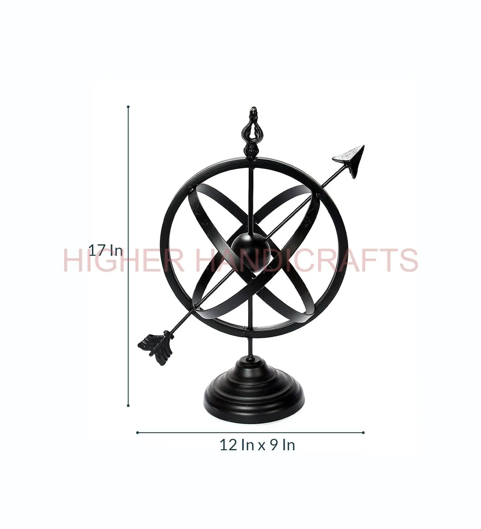 Black Metal Arrow Globe - Modern Decorative Earth Globe