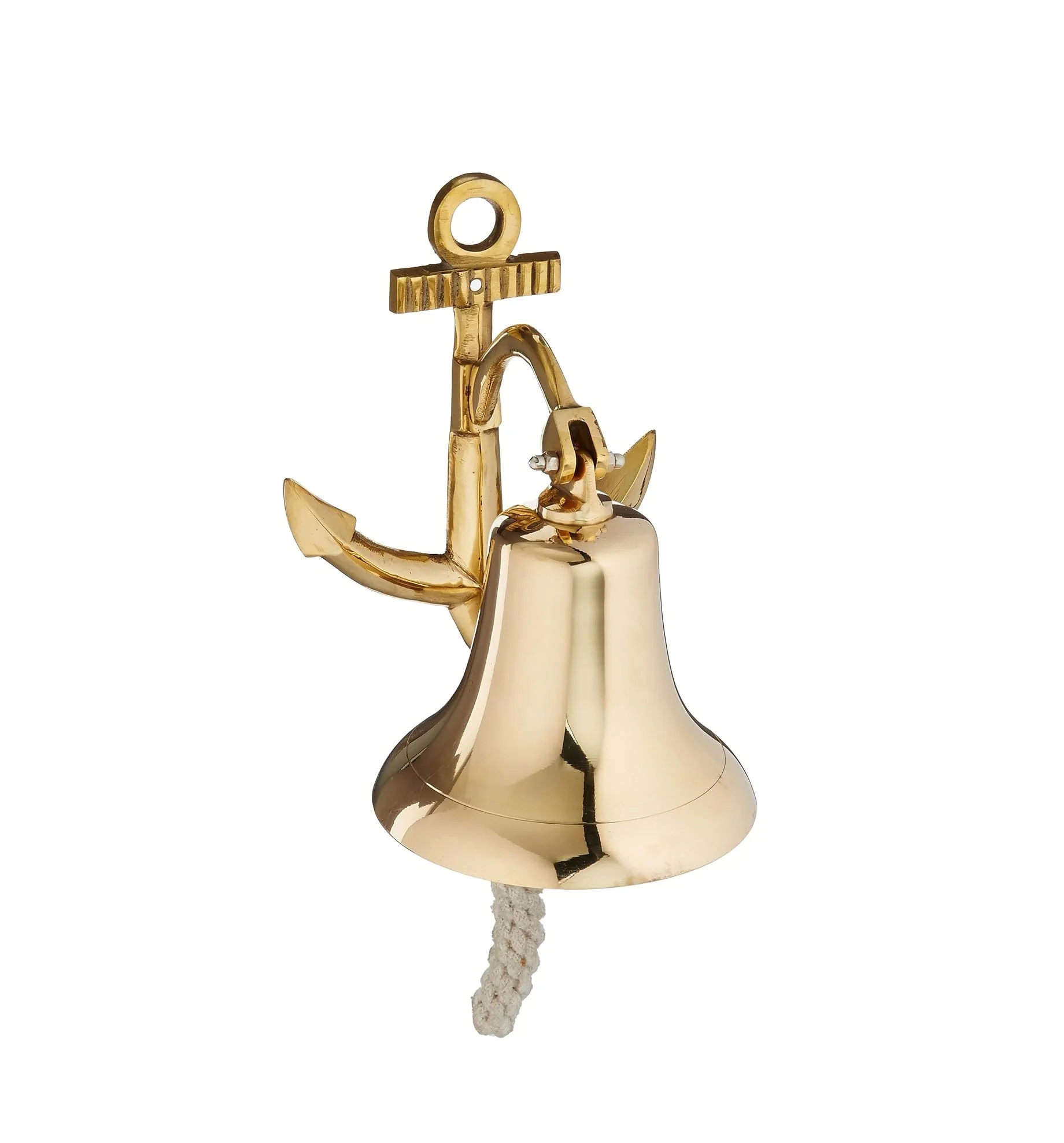 6" Brass Wall Anchor Bell - Nautical Decor Premium Spotless Pristine ...