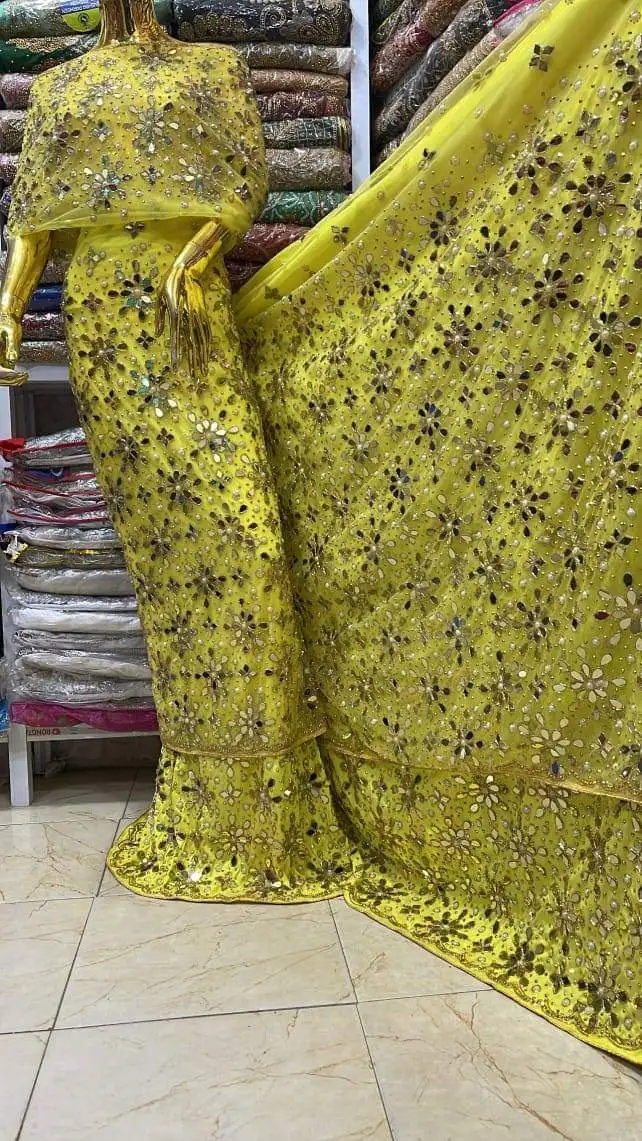 Luxury Designer Crystal Work George Wrapper Fabric - Buy High Quality ...