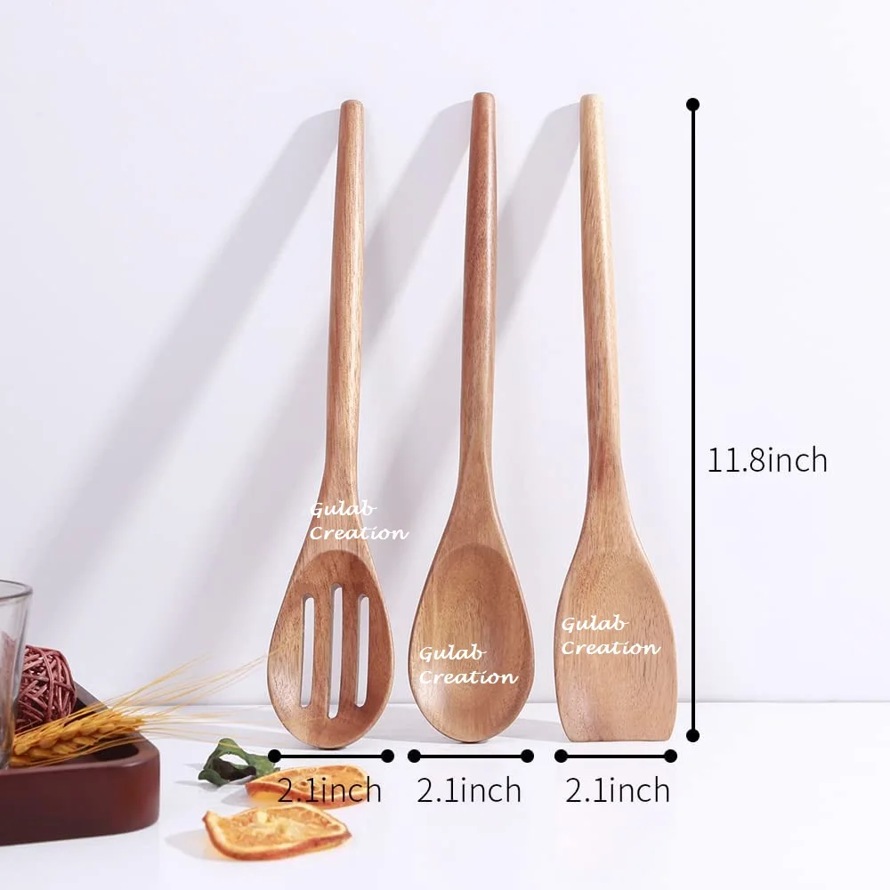 Premium Acacia Wooden Utensils Set Eco-Friendly Handcrafted Cooking and ...