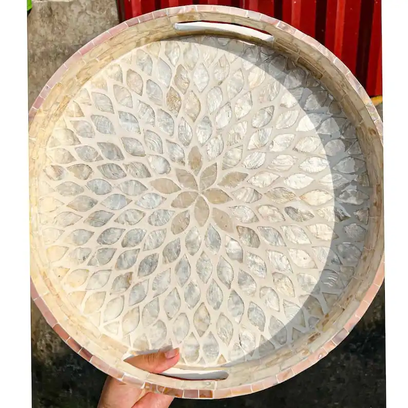 Exquisite Seashell Inlays Serving Tray Customized Sizes And Shape ...