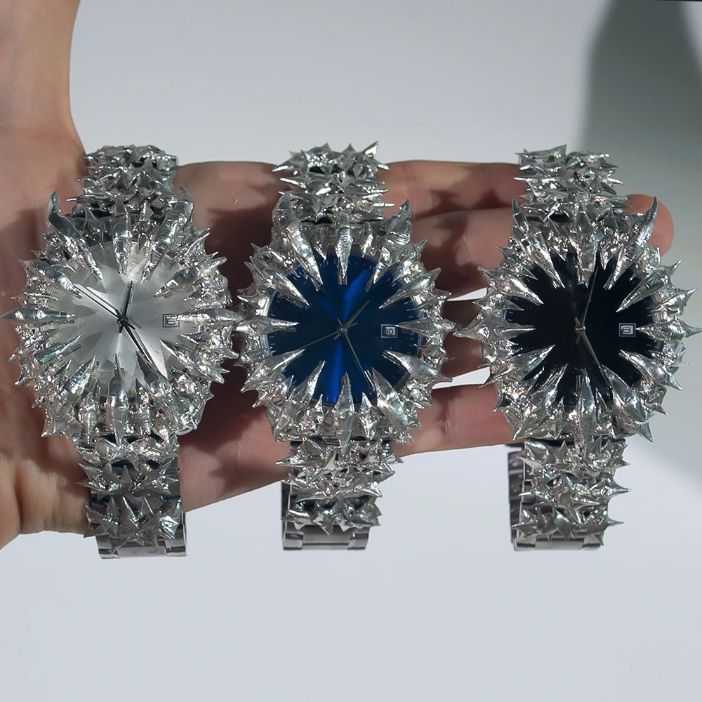 Custom Designed Alabaster Quartz Watch for Men - Unique Goth Jewelry