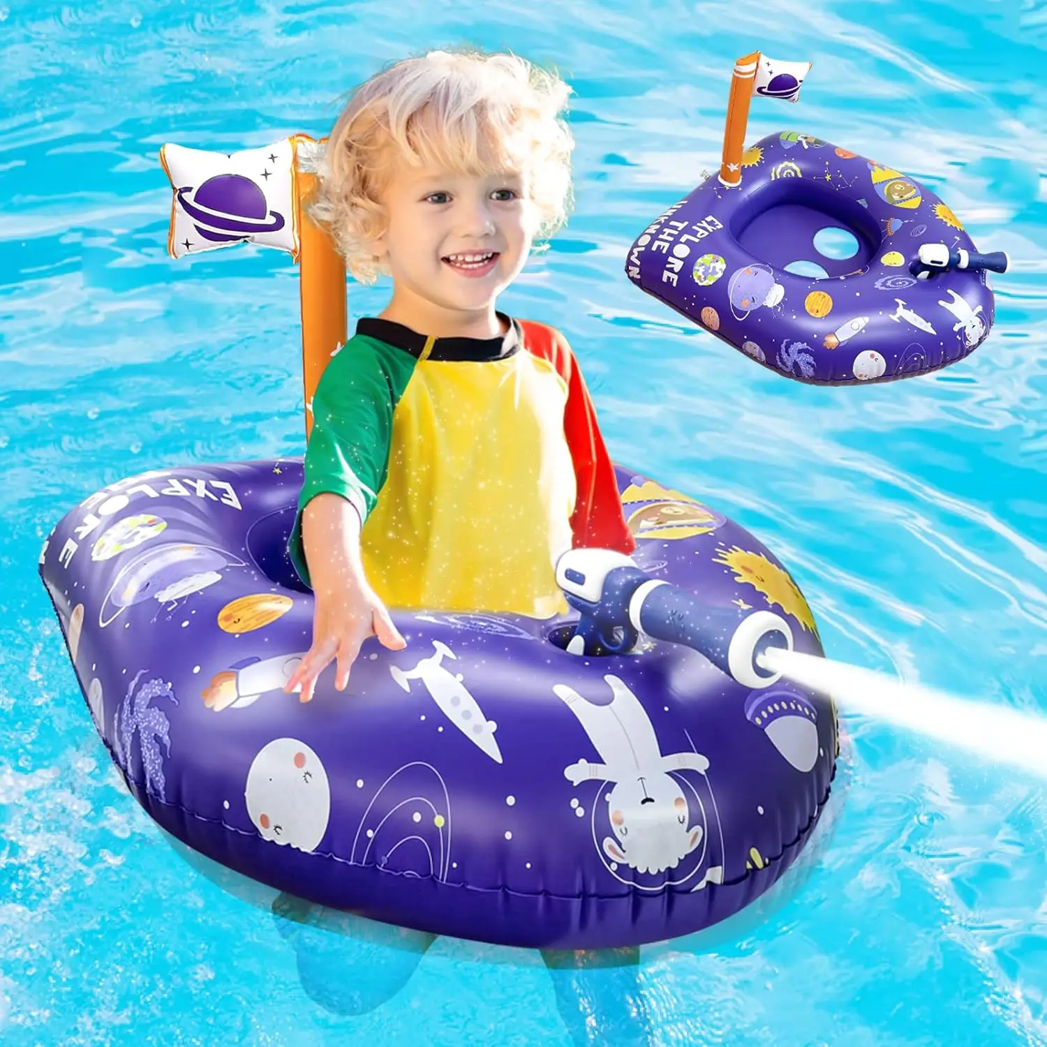 Inflatable Kids Float with Water Gun Inflatable Pool Float for Kids ...