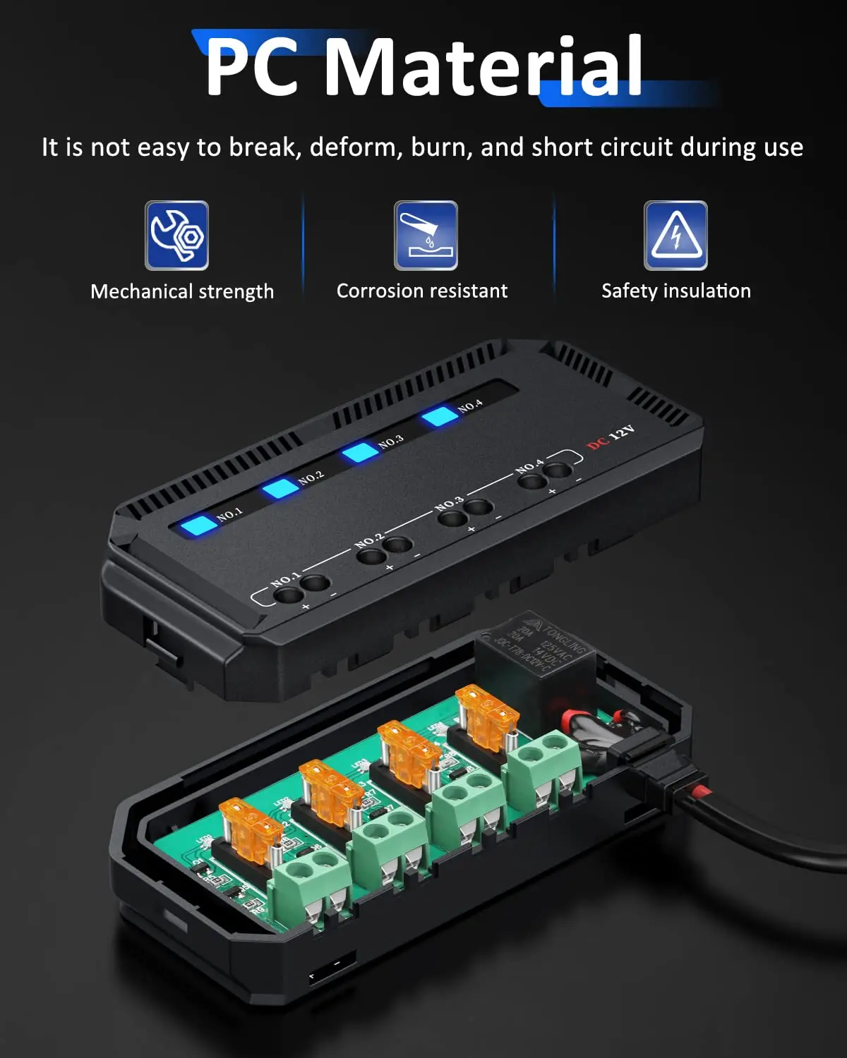 12V Fuse Block - Universal 20A Motorcycle Relay Box Kit