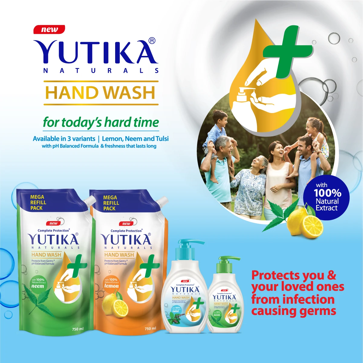 Yutika Naturals Neem Hand Wash 180ml pH Balanced Liquid Complete ...