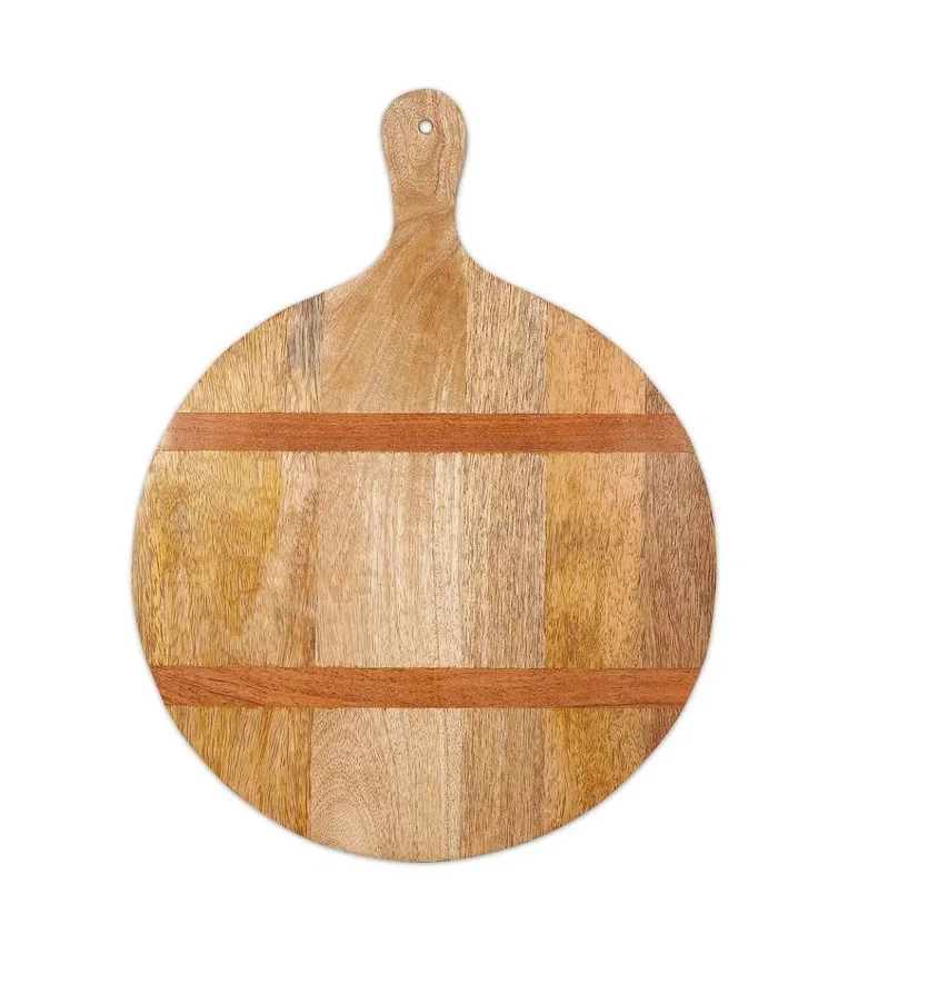 Pizza Server With Grooves Walnut Wood Serving Platter Round Serving ...