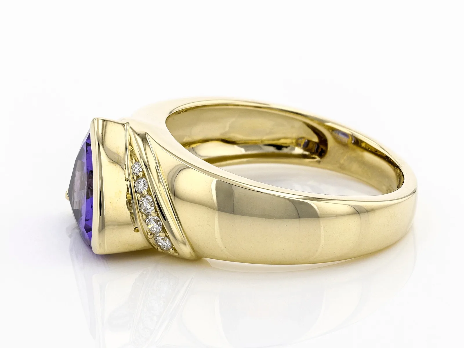 Cerulean Splendor: Blue Tanzanite 14k Yellow Gold Ring | Elegant Fine ...