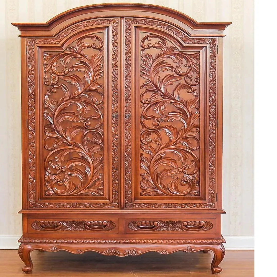 Aarsun Wooden Antique Hand Carved Almirah In Teak Wood With High ...