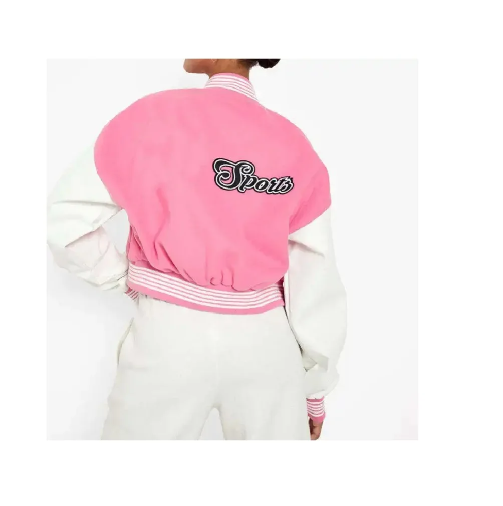 Knitted Pink Varsity Jacket For Woman High Quality Rang - Buy Jacket ...