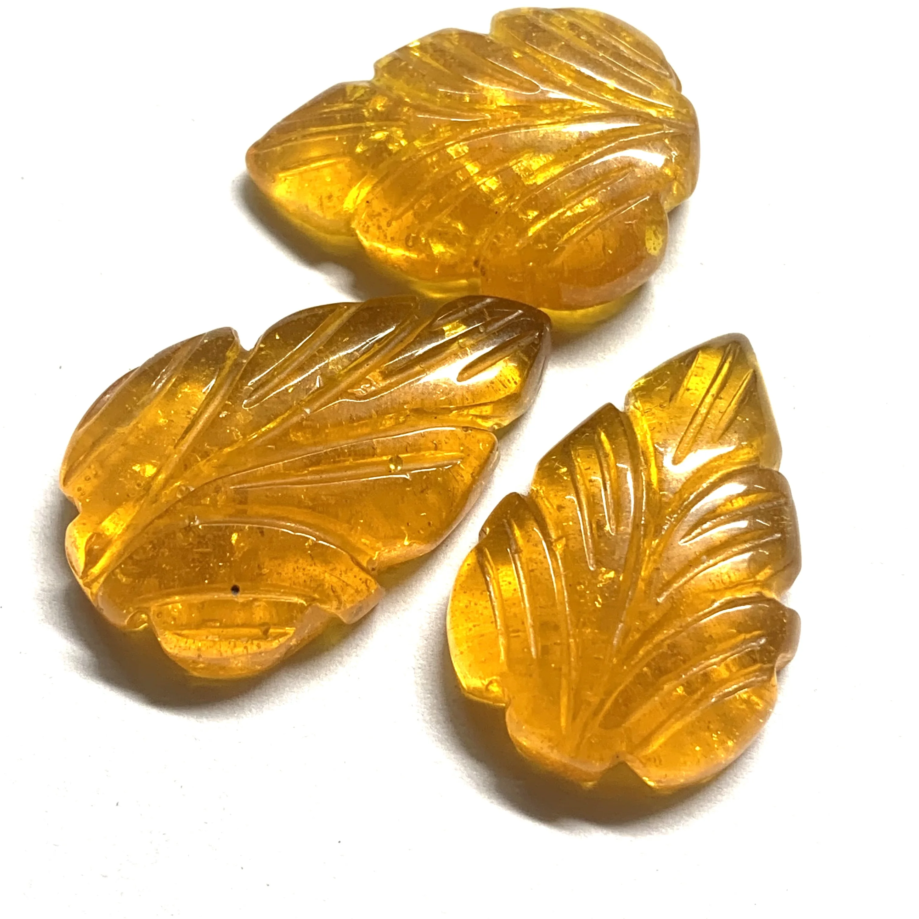 Amber Gemstone Carving Leaf Shape Handmade Carved High Quality Amber ...