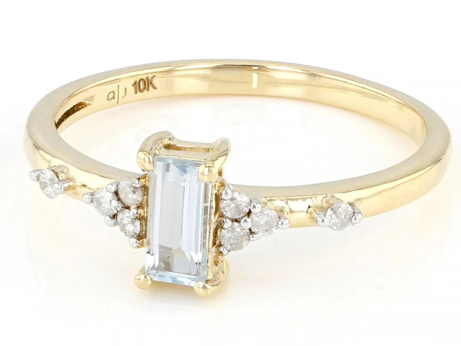 Azure Radiance: Blue Aquamarine 10k Yellow Gold Ring | Elegant Fine ...