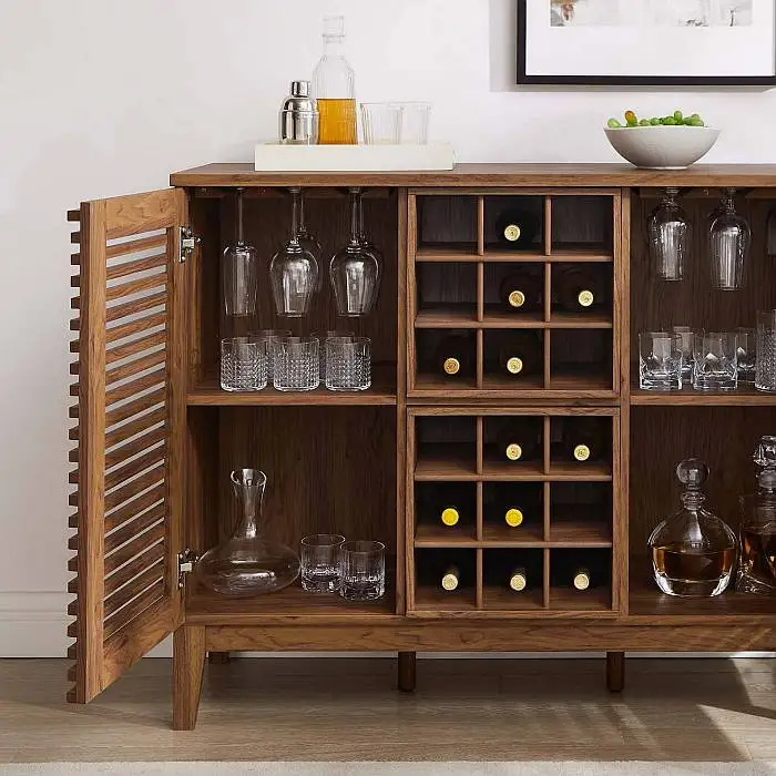 Modern Living Room Furniture Render Bar Wine Cabinet Teak Wood Fine ...