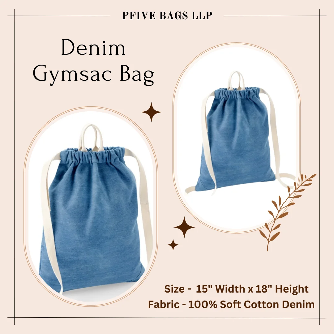Buy New Style Denim Gymsac Bag With 100% Soft Cotton Denim And Drawcord ...