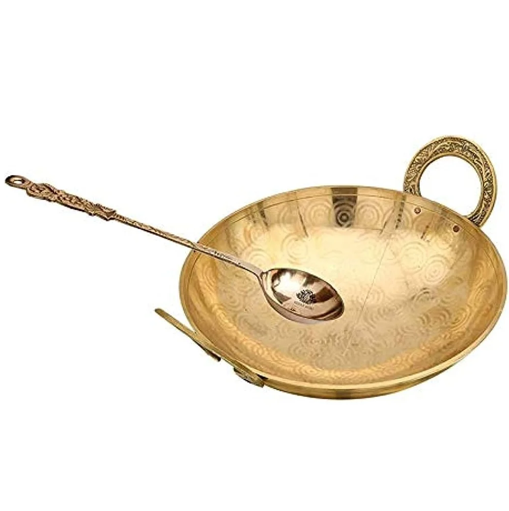 Advantageous Design Brass Kadai Hammered Round Shape Serving Food ...