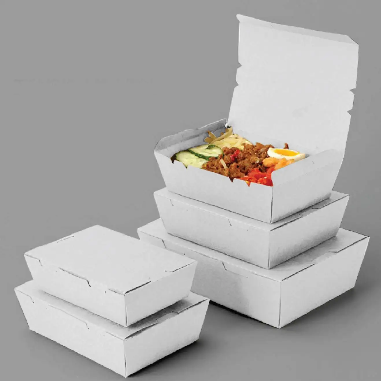 Best Quality Disposable 900ML White Paper Take Away Lunch Box L19cm X ...