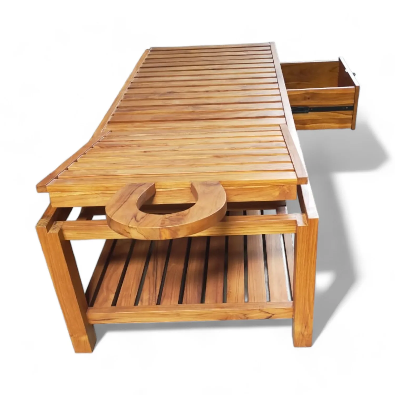 Teak Wood Massage Table Headrest for Bed with Shelves and Drawers ...