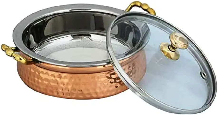 2023 Best Selling Copper & Stainless Steel Hammered Handi With Lid ...